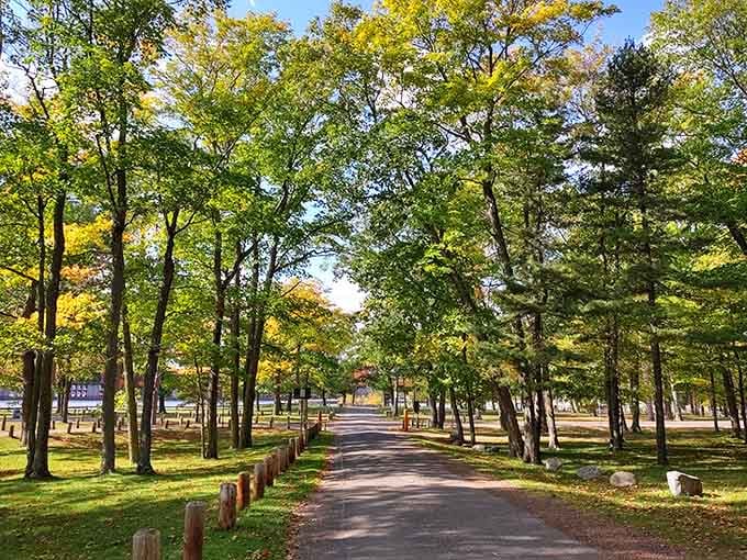 Tree-lined paths invite leisurely strolls where the only traffic jam involves deciding which scenic route to take.