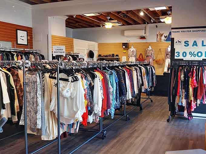 The clothing section goes on forever, like a department store designed by someone who actually understands reasonable pricing.