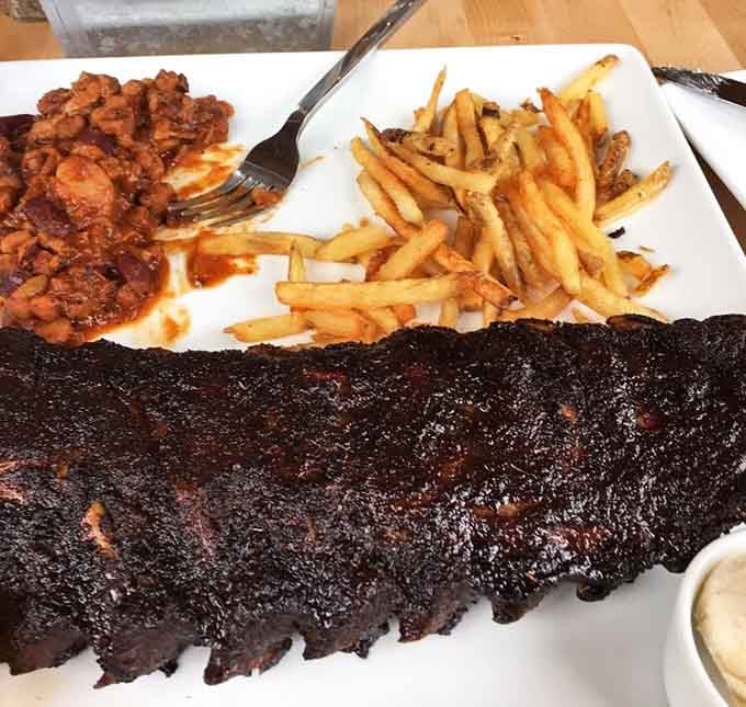 A full rack of baby backs that'll make you understand why people write love songs about food.