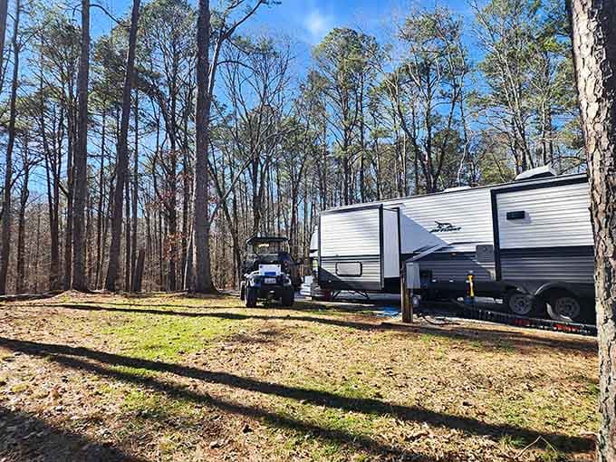 RV camping with all the modern conveniences, because roughing it should have some reasonable limits, right?