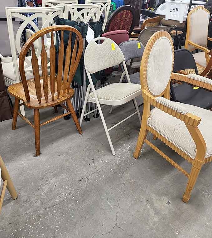 Mismatched chairs that could furnish your dining room or start the world's most eclectic dinner party.