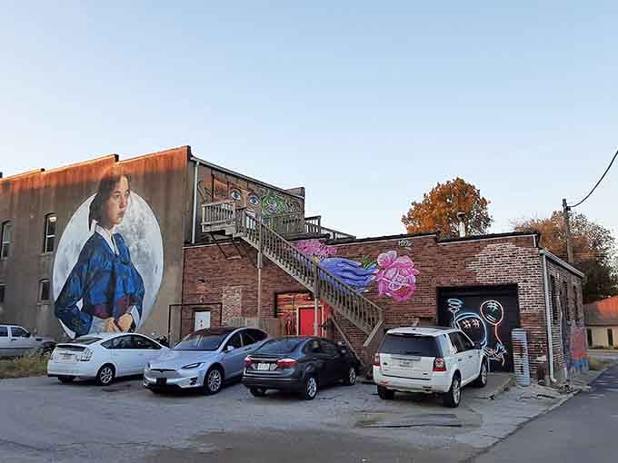 Vibrant murals transform ordinary walls into outdoor galleries that give downtown unexpected artistic flair and character.