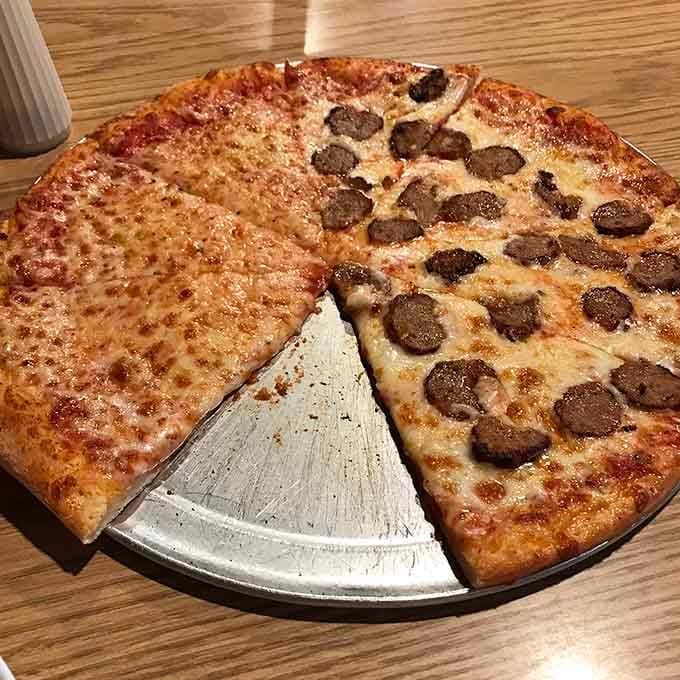 Half cheese, half meatball perfection &ndash; because sometimes you can't choose just one favorite topping.