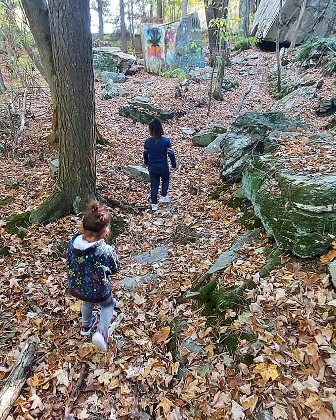 Future trail blazers discovering that the best playground doesn't need swings or slides, just good old-fashioned woods.