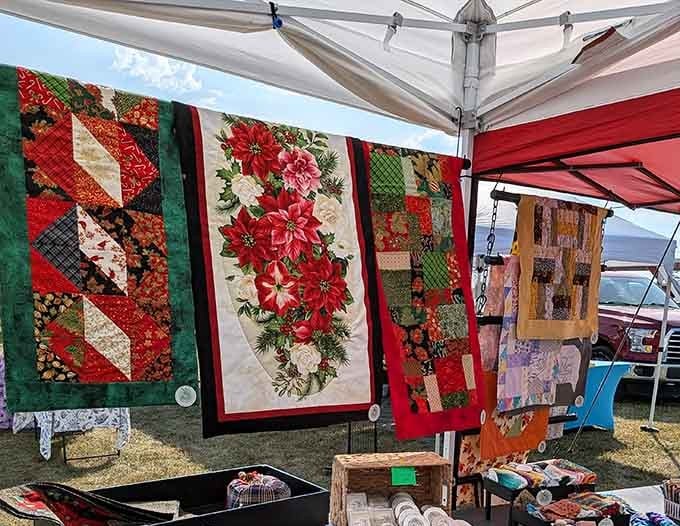 Handcrafted quilts displaying artistry that puts mass-produced home decor to shame, one careful stitch at a time.