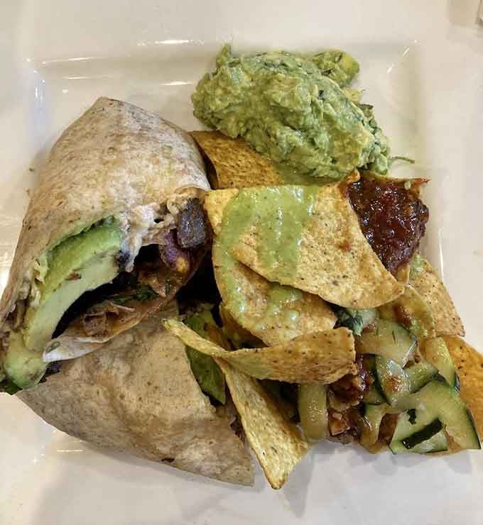 Burrito construction that would make an architect weep with joy, stuffed generously and wrapped with actual skill and care.