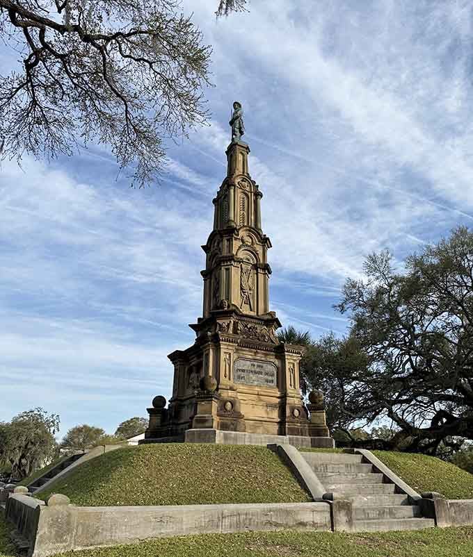 The Confederate Memorial rises dramatically, a controversial reminder that history isn't always comfortable to confront.