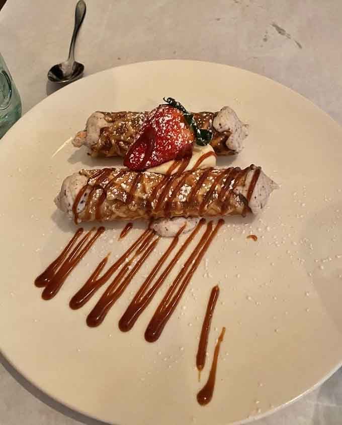 Cannoli filled with sweet ricotta and drizzled with chocolate, because life's too short to skip Italian dessert entirely.