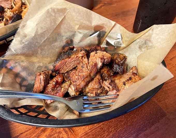 Brisket served in butcher paper like a delicious gift you're about to unwrap and devour immediately.