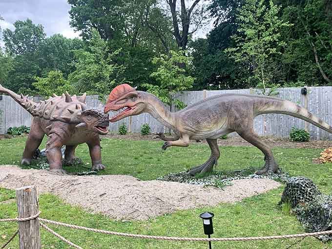 These life-sized dinosaur replicas face off in an eternal standoff that's been millions of years in the making.