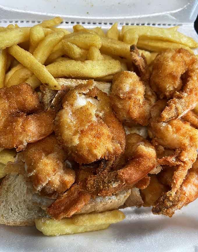 Shrimp fried to crispy perfection, proving that great seafood doesn't require an ocean view or a yacht.