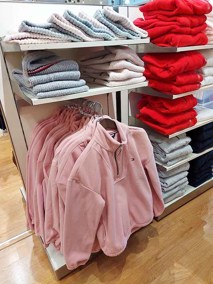 Cozy fleece in every color imaginable, perfect for Missouri's wildly unpredictable weather patterns and temperature swings.