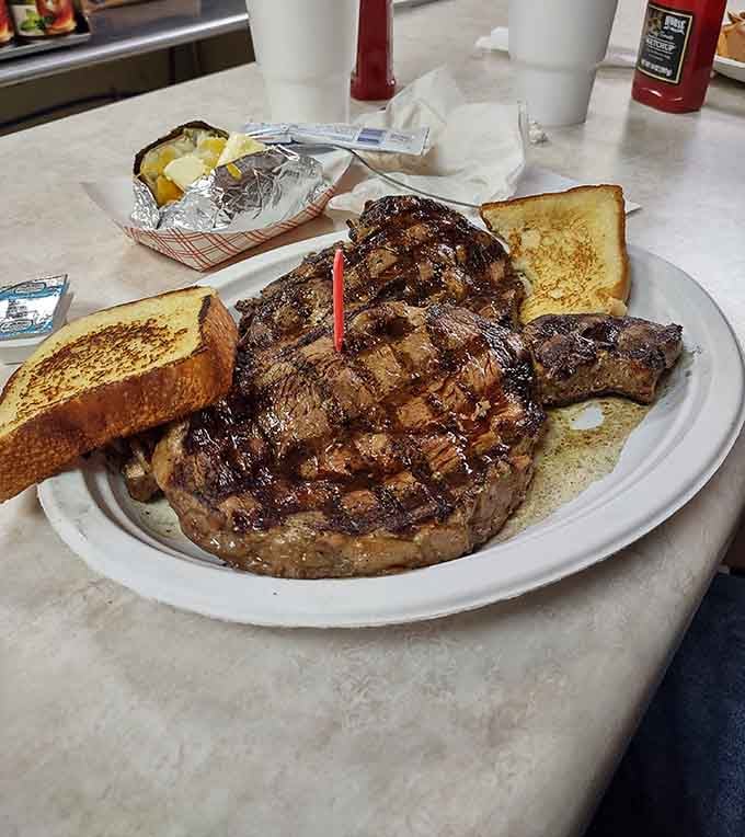 This ribeye means business, arriving with toast like it's ready to fuel your entire week ahead.