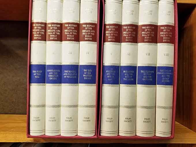 Matching volumes stand at attention like a well-dressed dinner party where everyone coordinated their outfits perfectly.