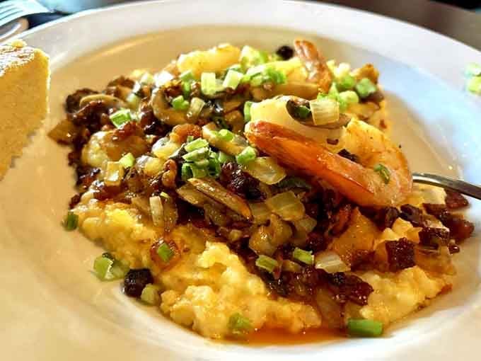 Shrimp and grits topped with perfectly poached eggs proves that some regional classics were born to evolve into brunch perfection.