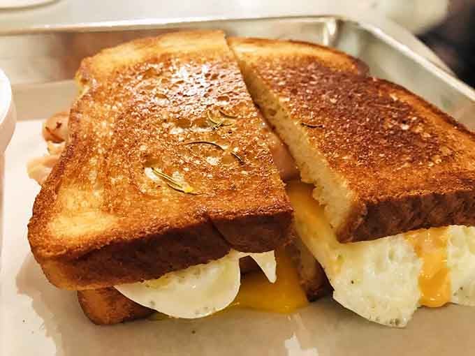 The Buffalo Turkey brings serious heat with smoked turkey, eggs, cheddar, and spicy buffalo sauce for adventurous morning eaters.