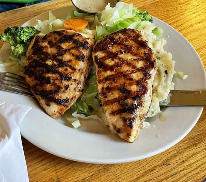 Rover chicken arrives perfectly grilled, making you wonder why you ever ordered anything else anywhere.