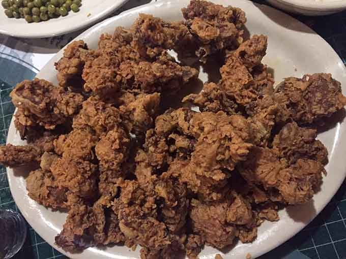 Fried chicken livers and gizzards piled high for those who appreciate the underrated parts that deserve more recognition.