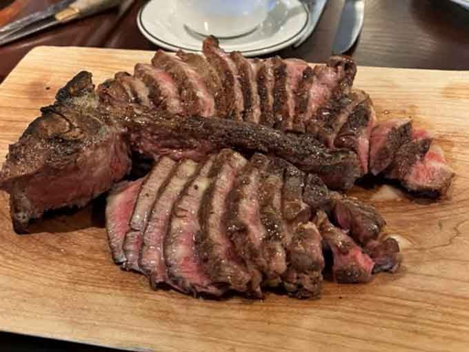 The porterhouse for two: because sometimes sharing really is caring, especially when it involves this much perfectly cooked beef.