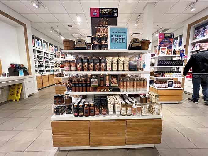Bath products stacked like a fragrant fortress, ready to make you smell expensive without being broke.