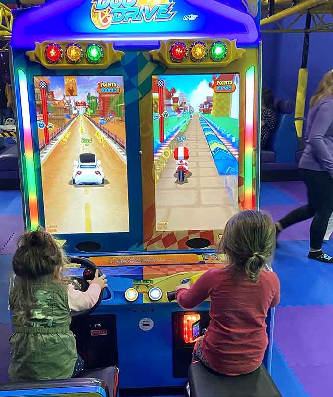 Side-by-side racing action creates sibling rivalry and precious memories in equal measure, beautifully lit competition.