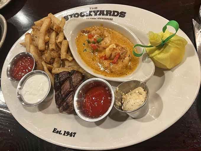 Surf and turf done right: tender filet paired with plump shrimp, because sometimes choosing just one protein feels impossible.