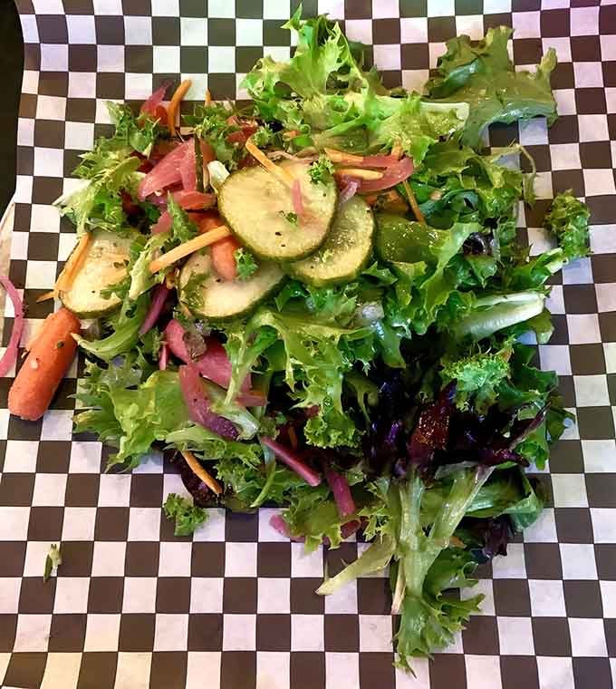 This garden salad brings serious freshness to the table, proving not everything here comes smothered in mozzarella.