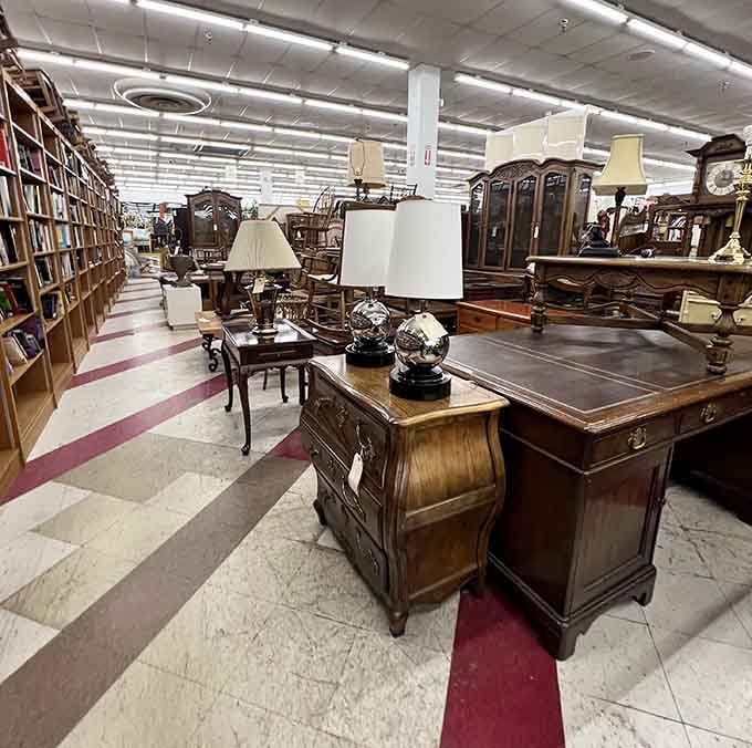 Desks and furniture lined up like candidates at an audition, each hoping to land a starring role.