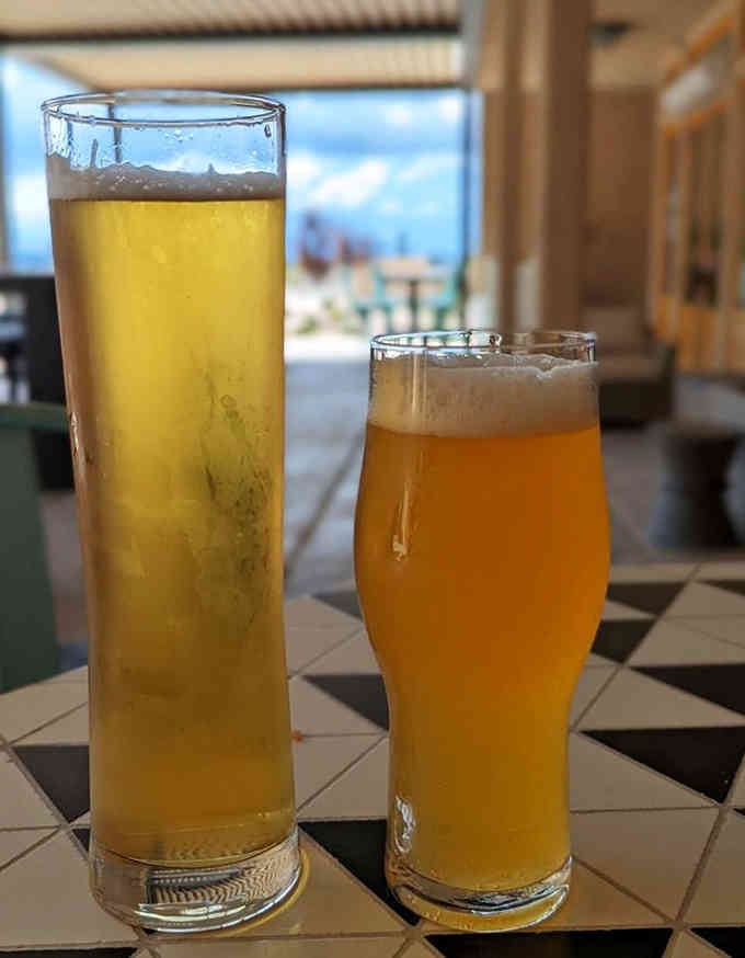Two cold ones with mountain views in the background make a compelling argument for day drinking.