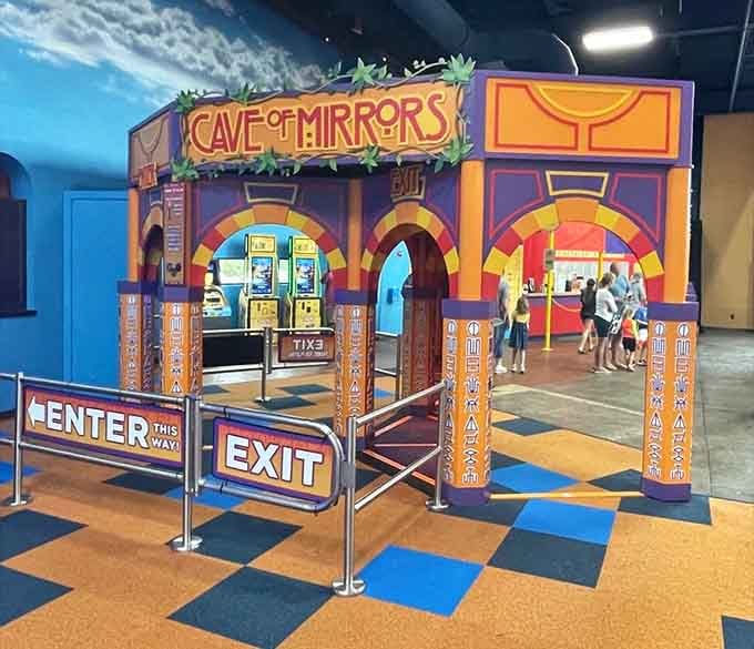 The Cave of Mirrors entrance promises the kind of disorienting fun that makes you question which way is out.