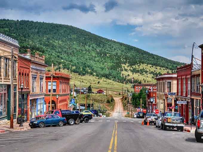Mountains frame this street view like nature's own picture postcard, no filter needed here, folks.
