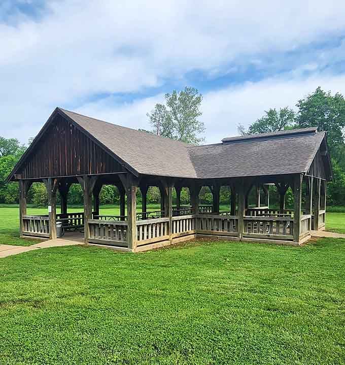 This open-air pavilion hosts family reunions where the only drama involves who brought the best potato salad.
