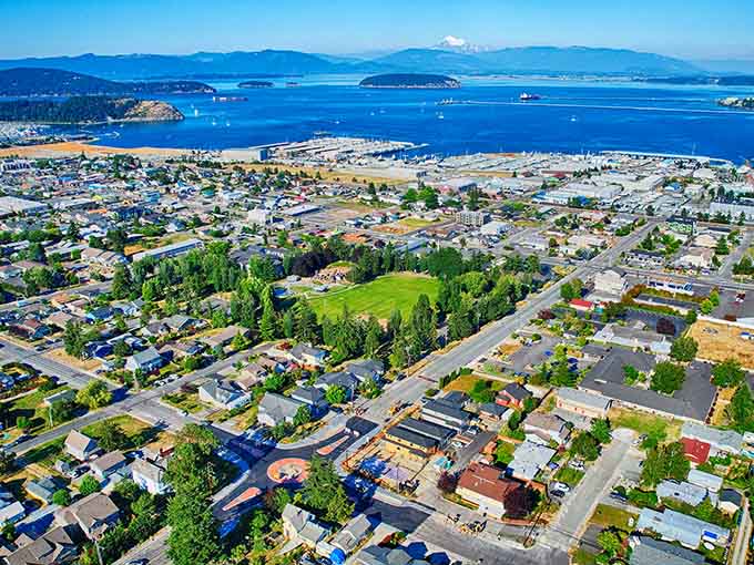 Green spaces nestle between neighborhoods and harbor, proving small towns can have big views and bigger hearts.