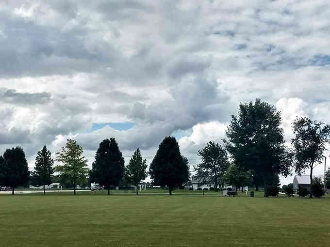 Those towering evergreens and manicured lawn create the kind of peaceful scene that makes your blood pressure drop instantly.