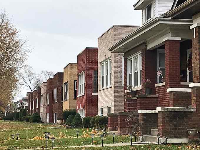 Classic Chicago bungalows line up like old friends, their brick facades telling tales of working-class pride.