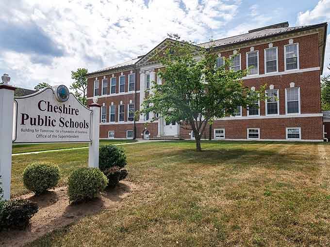 Summer-scorched lawns can't diminish the charm of this educational cornerstone standing proud in the Connecticut sunshine.