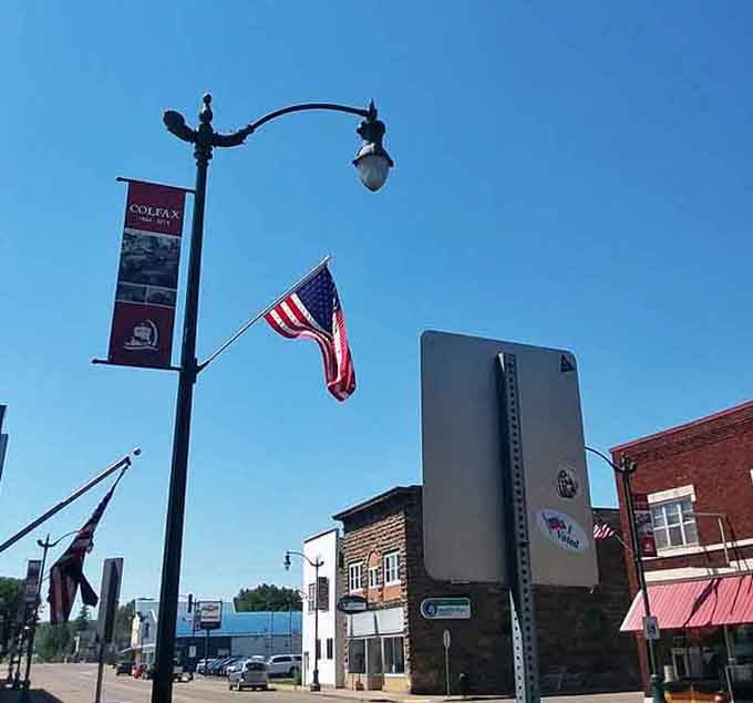 American flags wave proudly above Colfax's main street where patriotism and small-town values are still the daily special.