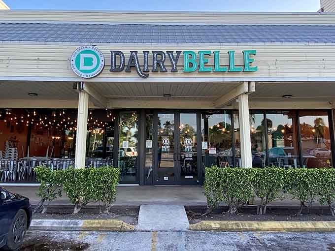 String lights twinkle above the entrance like stars guiding you to Dania Beach's sweetest destination for soft serve.