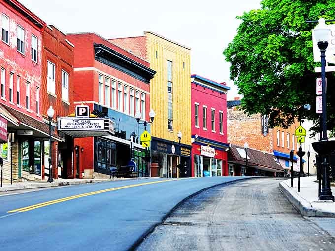 Paint colors pop like a box of crayons, announcing that this town takes fun as seriously as food.