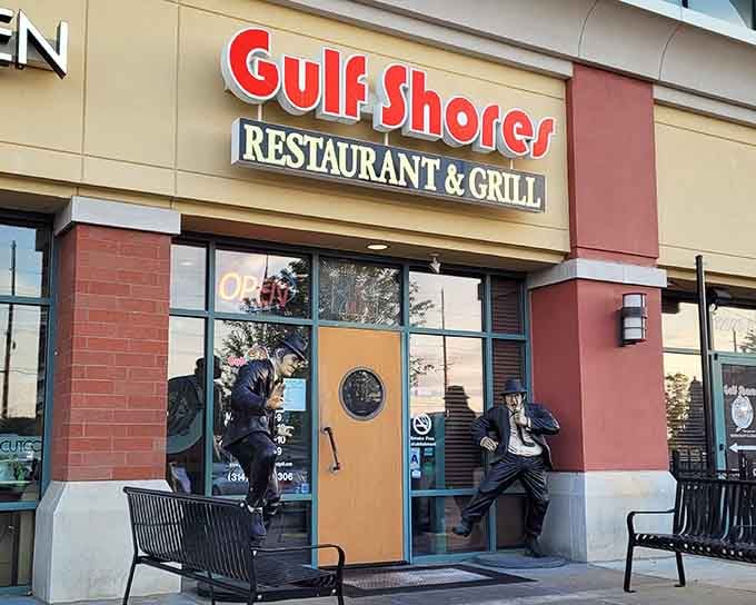 That bold red signage against terracotta brick means business&mdash;Gulf Coast business, specifically, with gumbo and grilled fish galore.