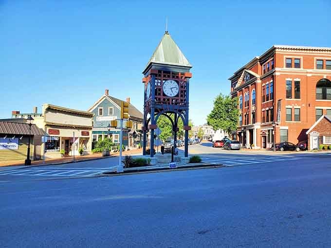That ornate clock tower stands as a timekeeper for a community that values both history and progress.