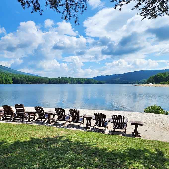 Those Adirondack chairs aren't just furniture&mdash;they're front-row seats to Maryland's most spectacular mountain lake show, clouds included.