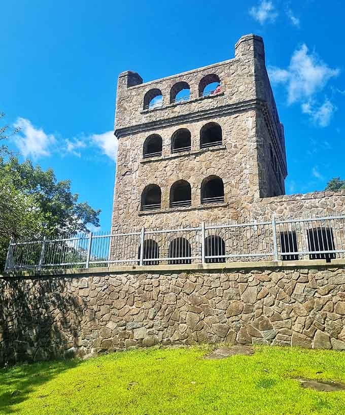 This stone tower rises like a medieval castle, rewarding hikers with panoramic views worth every step.