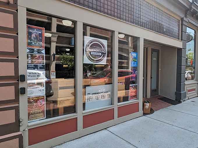 Clean lines and welcoming windows make this corner spot a beacon for music enthusiasts exploring downtown.
