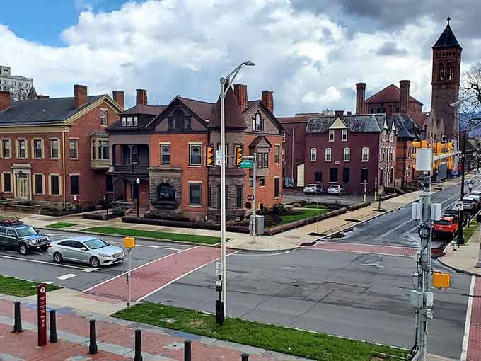 Historic buildings stand shoulder to shoulder, each one telling stories of families who built this community.