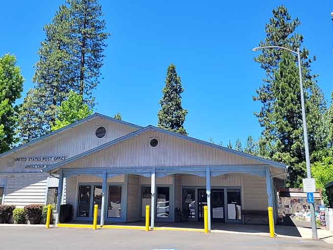 The post office stands ready to serve a community where people still send handwritten letters and actually talk face-to-face.