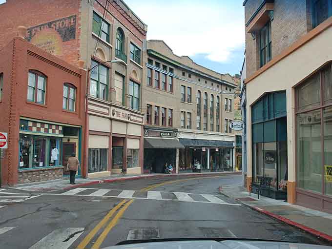 This quiet street whispers tales of boom times when miners walked these same sidewalks heading home.