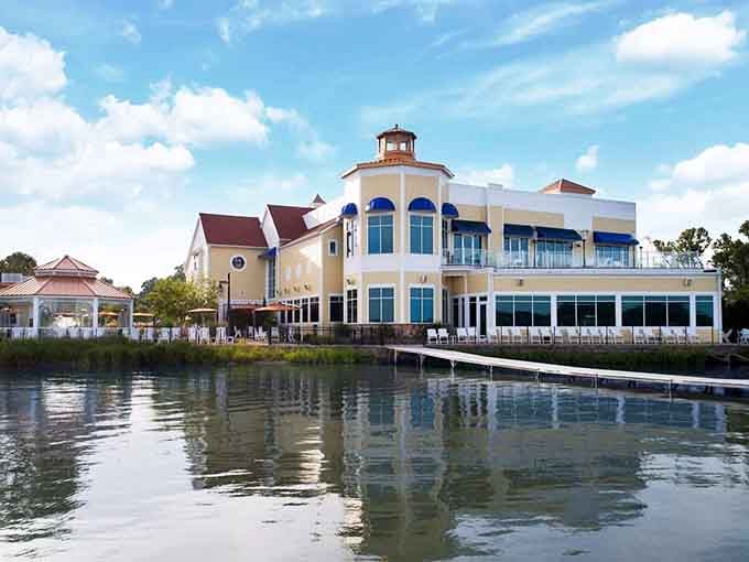 Waterfront dining with a view that makes you forget you're not on some exotic vacation, just enjoying your own backyard paradise.