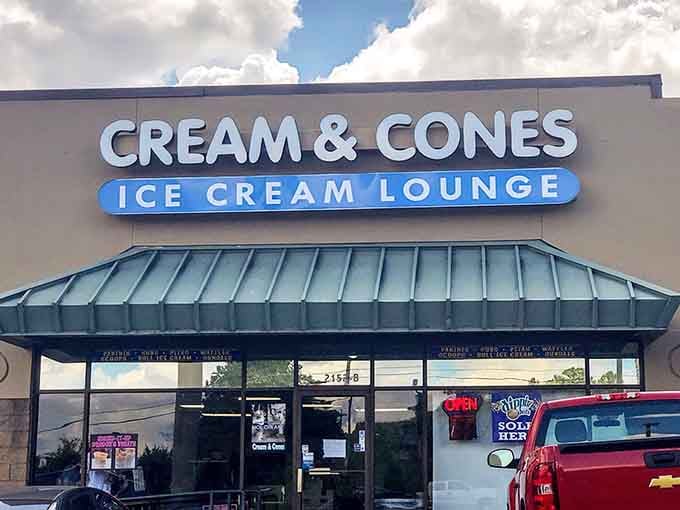 Those puffy clouds overhead can't compete with the creamy clouds of ice cream waiting inside this popular spot.