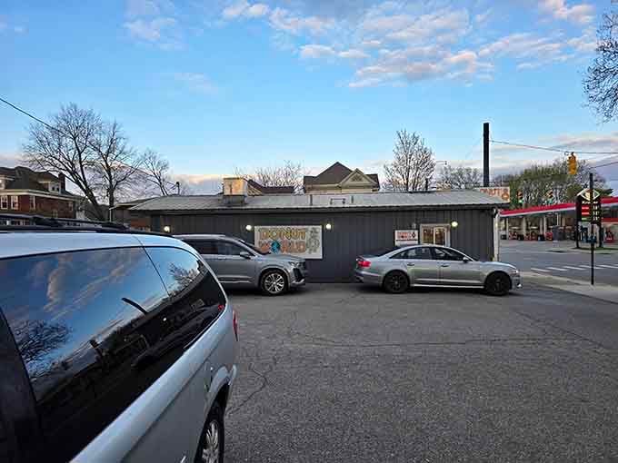 That corner location means you can spot this donut haven from multiple directions, a true neighborhood landmark for sweet seekers.